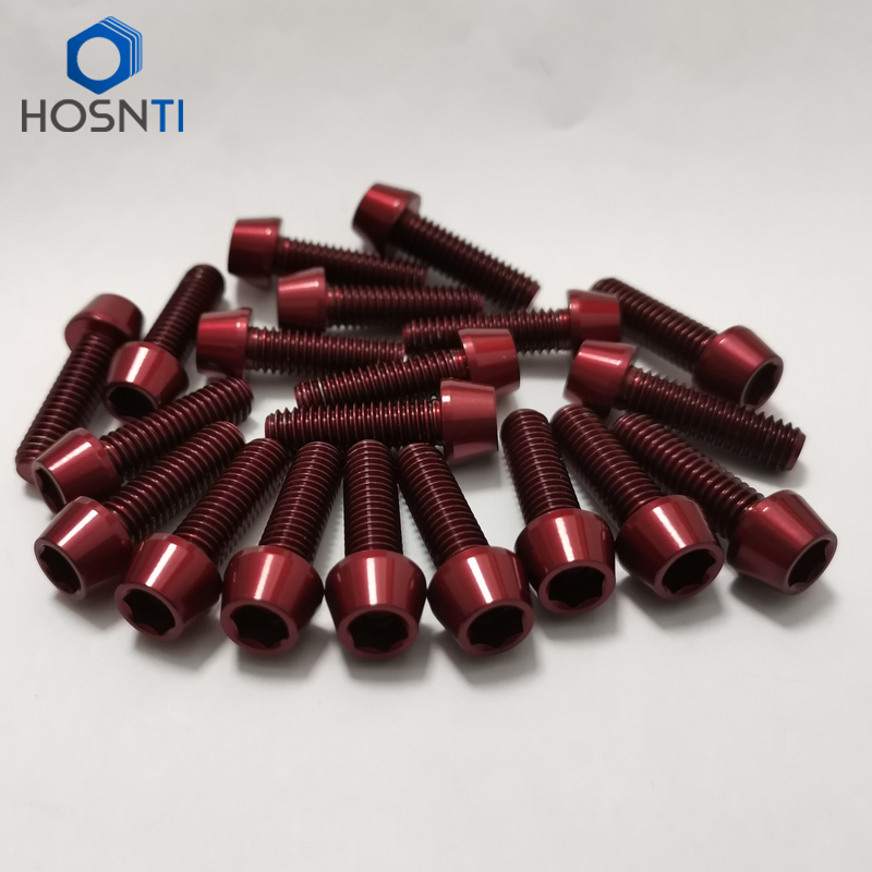 Taper Head Red Titanium Bolts for Bicycle – Baoji HOSN Titanium Co., Ltd.