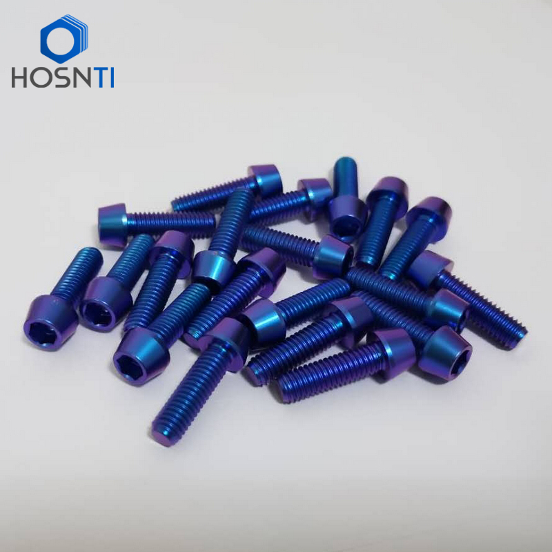 Taper Titanium Bolts with Blue Purple Color – Baoji HOSN Titanium Co., Ltd.