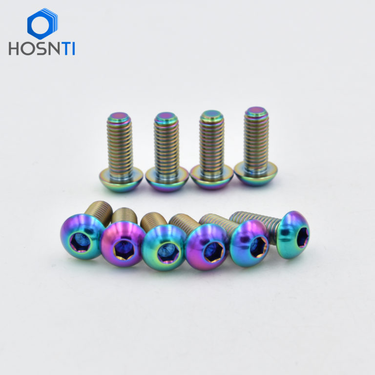 Button Head Rainbow Oil Slick Titanium Screws – Baoji HOSN Titanium Co ...